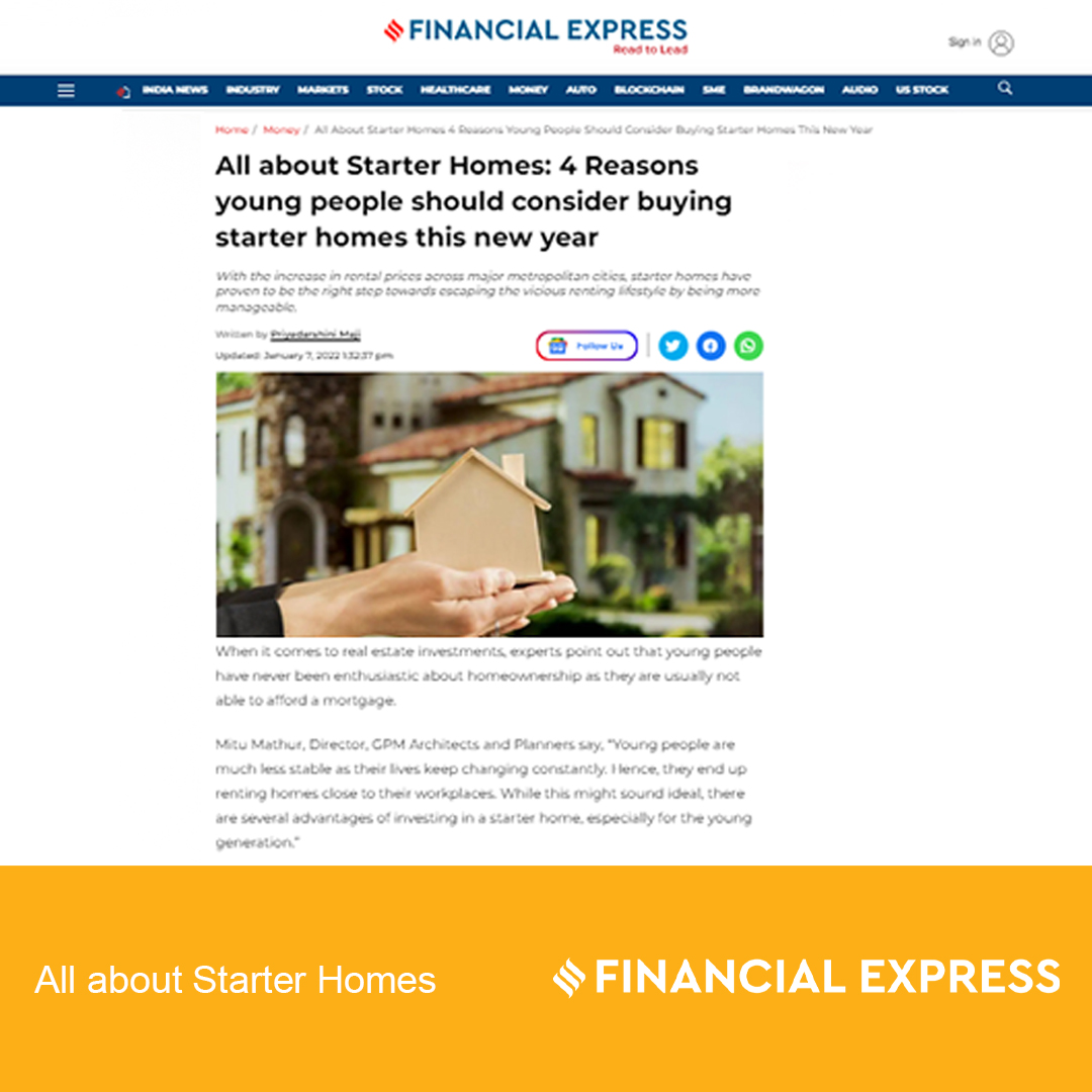 Financial Express, All about Starter Homes, January ’22 - GPMA